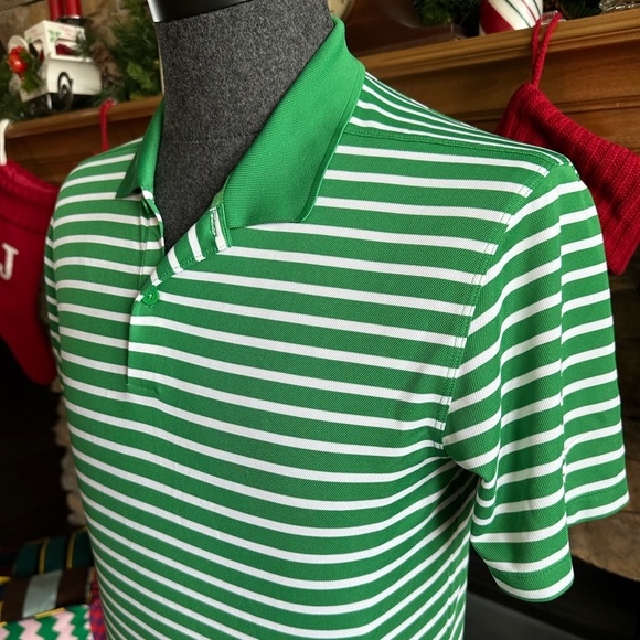 Nike | Shirts | Nike Golf Mens Green White Stripe Drifit Pique ...